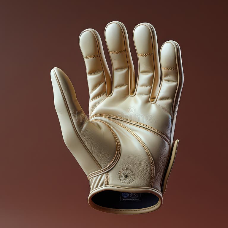 Beige Leather Work Glove Isolated on a Brown Background with Detailed ...
