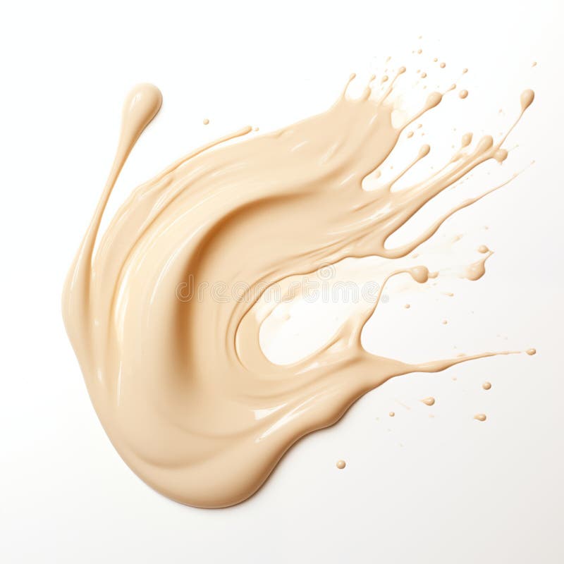 Beige Liquid Foundation Splashing on White Background Stock ...