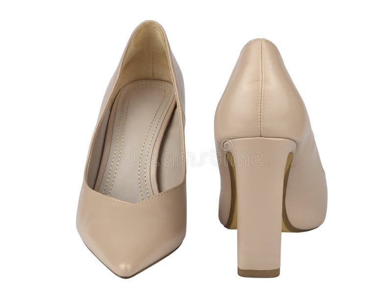 Beige, Look, Leather Shoes with High Heels - Isolated Stock Photo ...