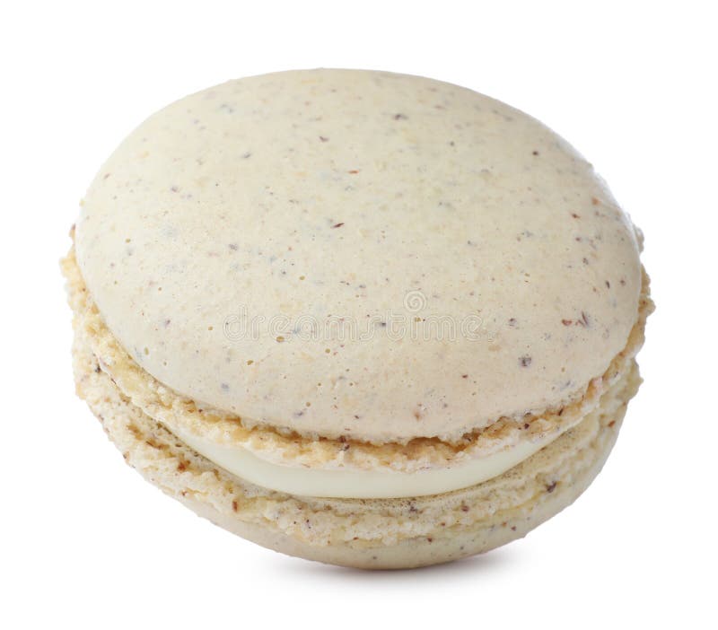 Beige Macaron Isolated on White. Delicious Dessert Stock Image - Image ...