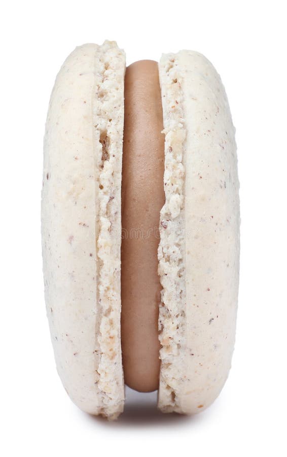 Beige Macaron Isolated on White. Delicious Dessert Stock Image - Image ...