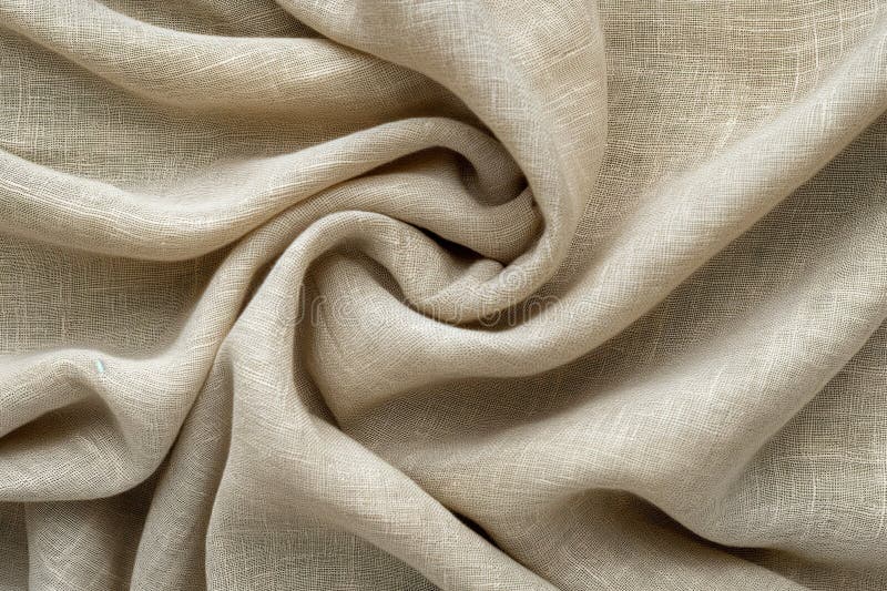 Close-up View of Crumpled Beige Fabric with Soft Texture and Blur ...