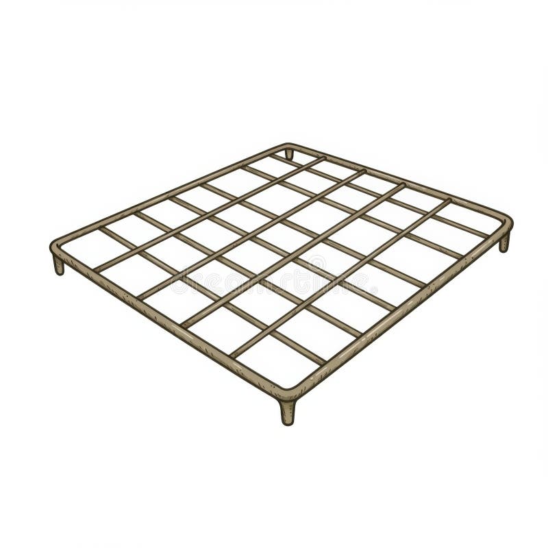 Beige Metal Bed Frame with Rectangular Grid Support Stock Illustration ...