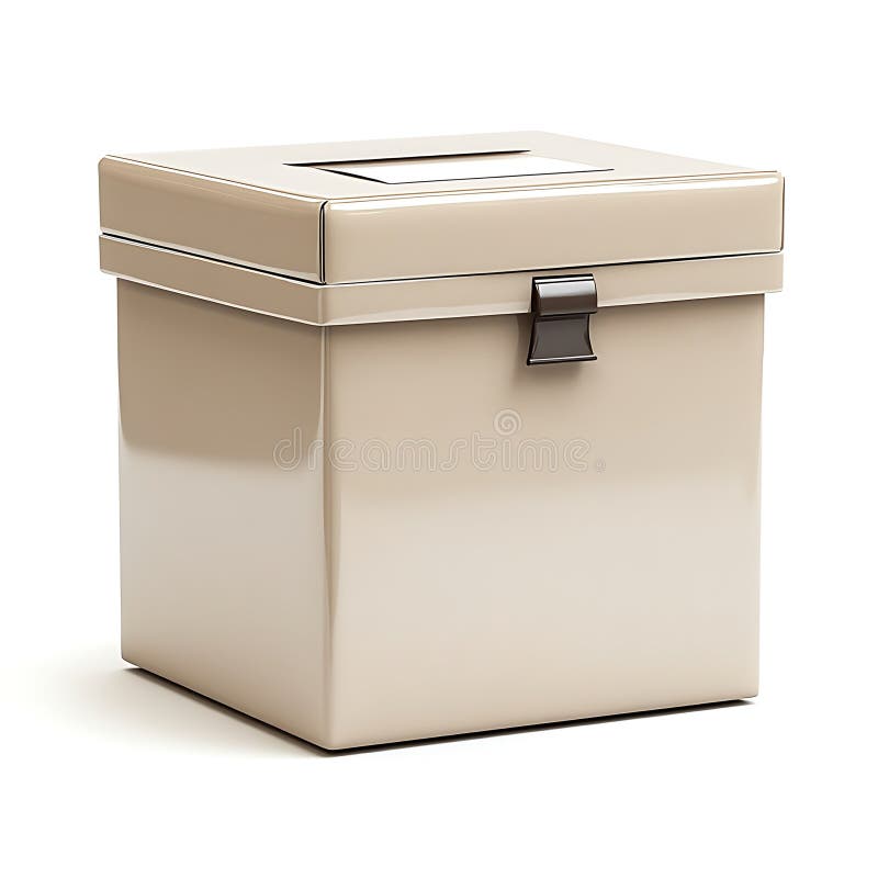Beige Metal Storage Box with Lid and Clasp Stock Illustration ...