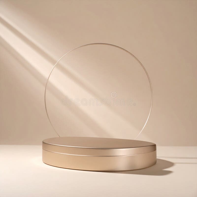 Beige Minimalist Product Display with Gold Podium Stock Illustration ...