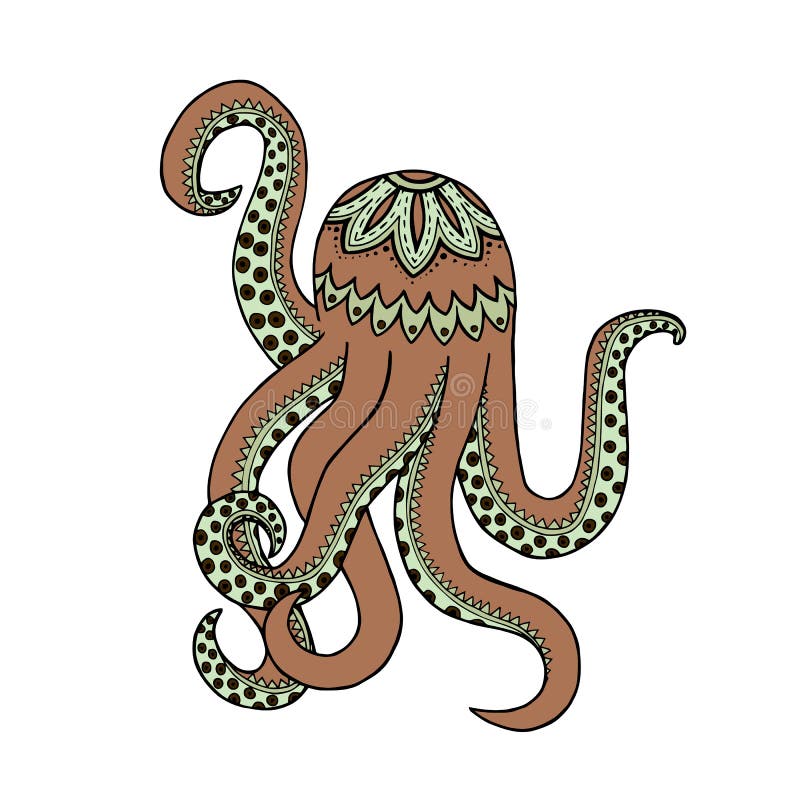 Two Octopus Zen Tangle. a Pair of Boy and Girl. Marine Animals ...