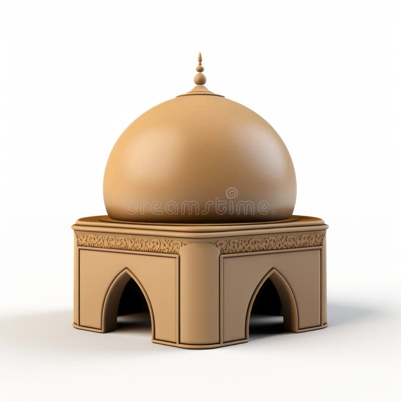 Beige Ottoman Era Mosque 3d Render on White Background Stock ...
