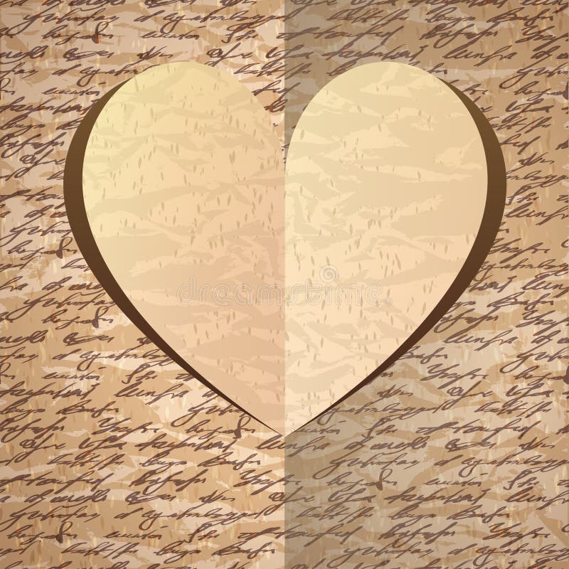 Beige Paper Heart with Handwrite Pattern Stock Vector - Illustration of ...