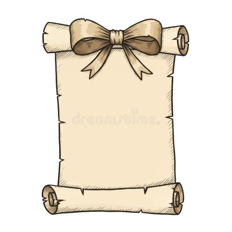 Beige Parchment Scroll with Brown Ribbon Bow Stock Illustration ...