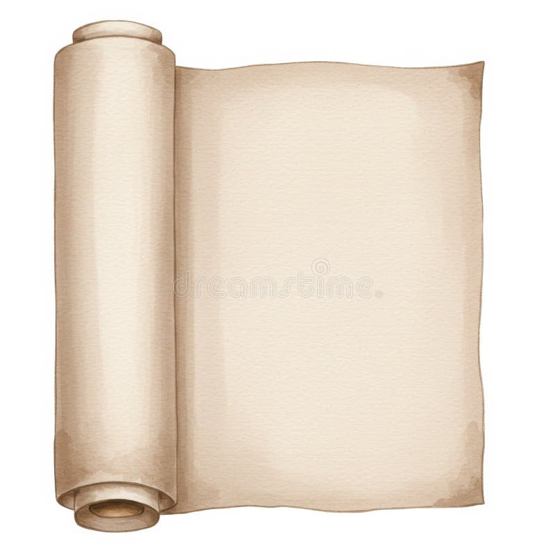 Beige Parchment Scroll Unfurling on White Background Stock Illustration ...