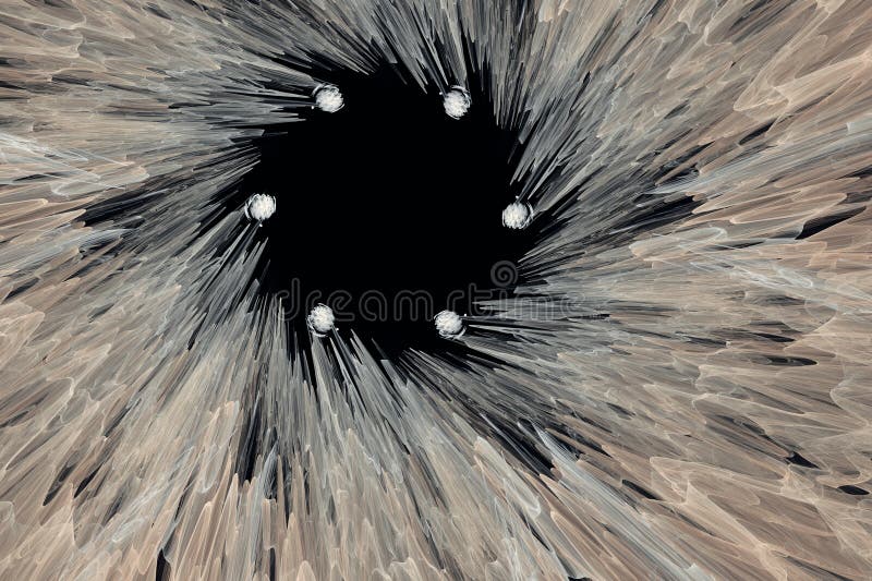 Beige Pattern of Crooked Waves with a Hole on a Black Background. Stock ...