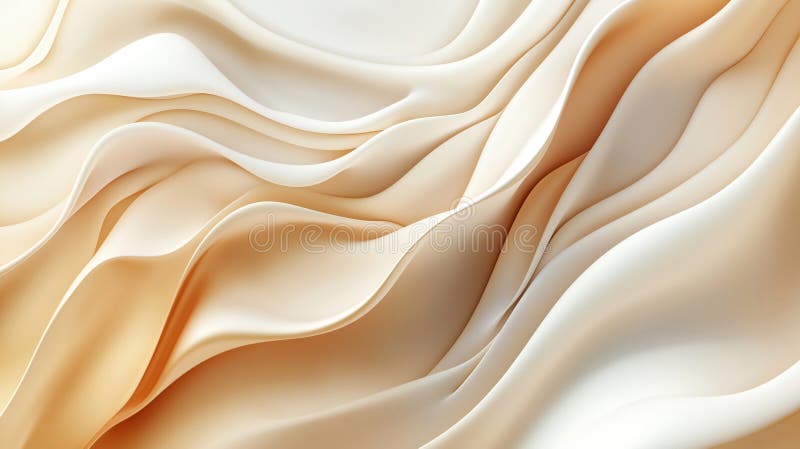 Beige Pattern of Many Wavy Lines of Smooth Textile. Top View 3d Light ...