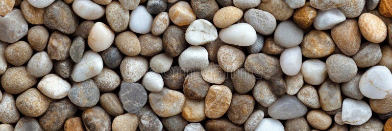 Beige Pebbles Background Smooth Round Stones Texture, Top View, Nature ...
