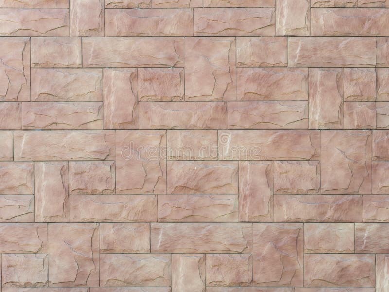 Beige Pink Wall with Decorative Masonry of Relief Rectangular Tiles ...