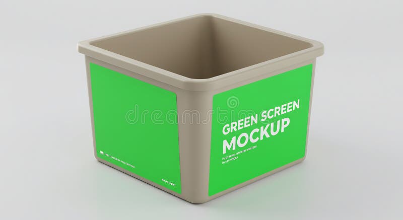 Plastic Storage Container Mockup with Green Screen Label for ...