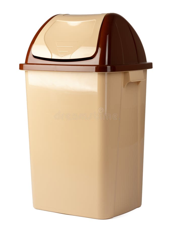 Beige Plastic Waste Bin Isolated on White Background Stock Photo ...