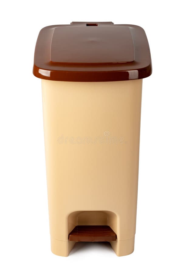 Beige Plastic Waste Bin Isolated on White Background Stock Image ...