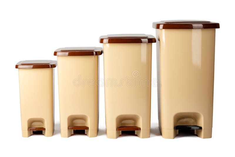Beige Plastic Waste Bin Isolated on White Background Stock Photo ...