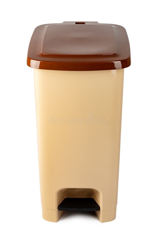 Beige Plastic Waste Bin Isolated on White Background Stock Image ...