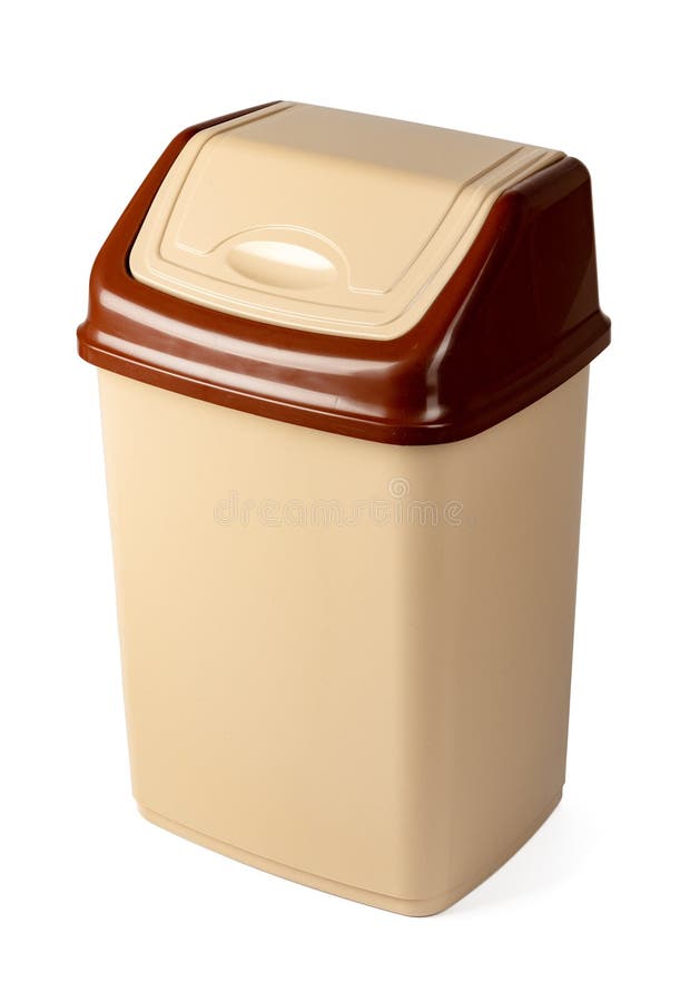 Beige Plastic Waste Bin Isolated on White Background Stock Photo ...