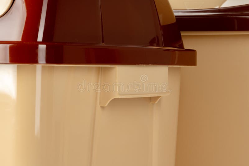 Beige Plastic Waste Bin Isolated on White Background Stock Photo ...