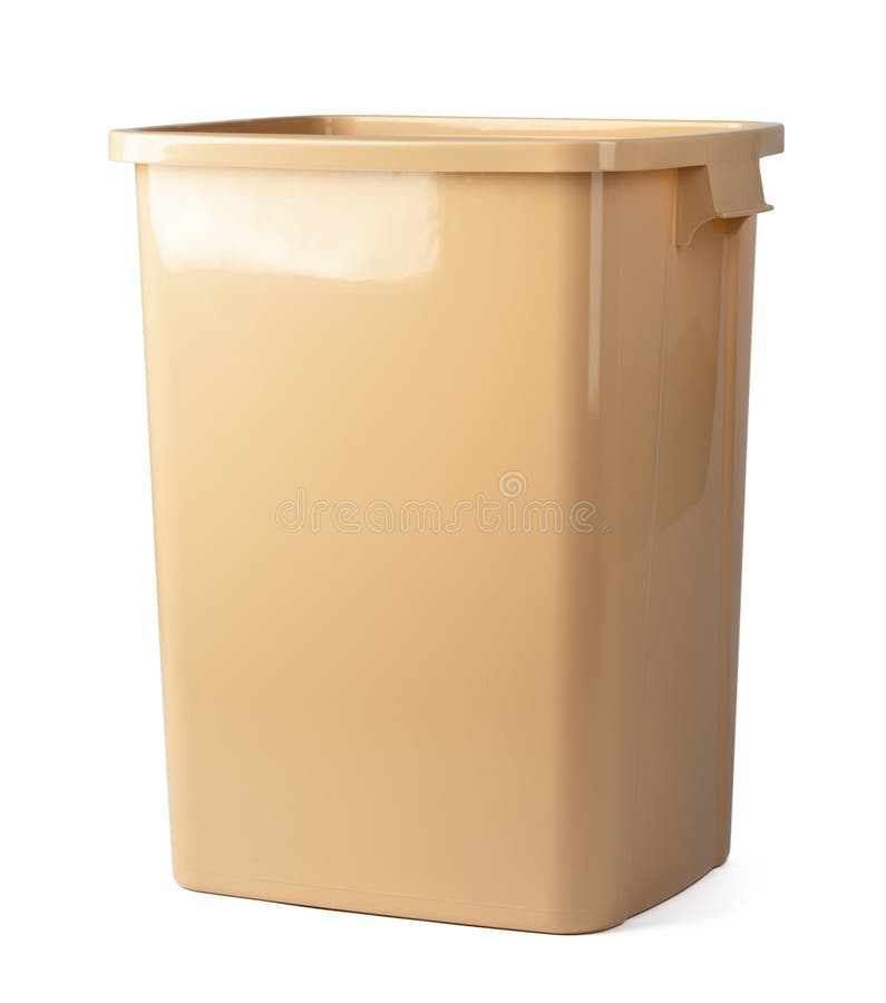 Beige Plastic Waste Bin Isolated on White Background Stock Image ...