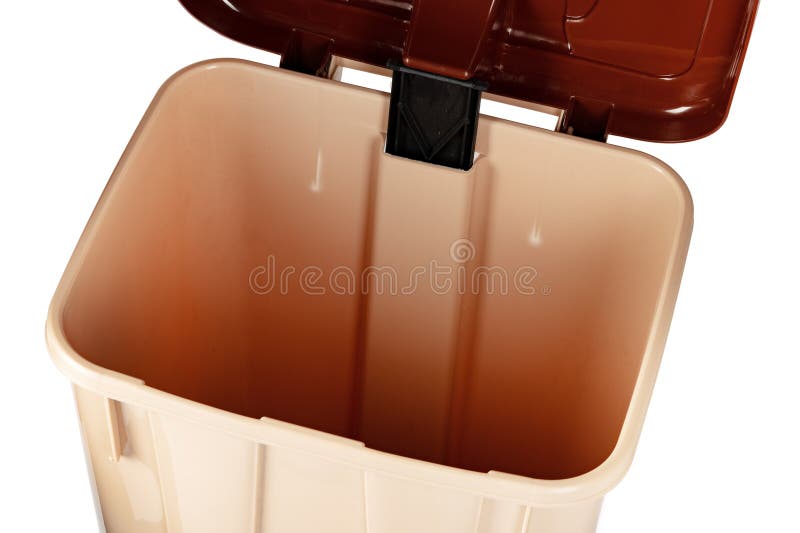 Beige Plastic Waste Bin Isolated on White Background Stock Image ...
