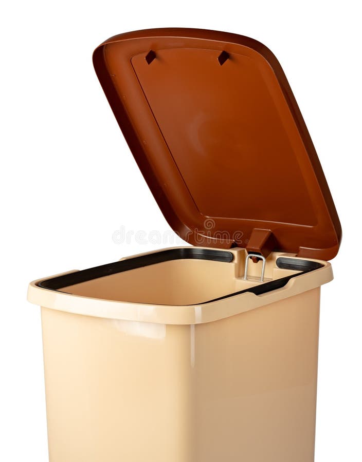 Beige Plastic Waste Bin Isolated on White Background Stock Photo ...