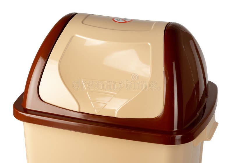 Beige Plastic Waste Bin Isolated on White Background Stock Photo ...