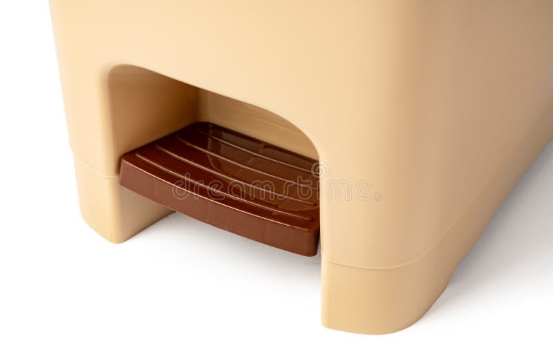 Beige Plastic Waste Bin Isolated on White Background Stock Image ...