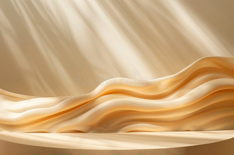 Beige Podium with Abstract Fabric Design in Elegant and Modern Setting ...