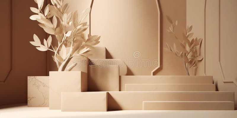 Beige Podium for Product Display Presentation. Sandstone and Sandy ...