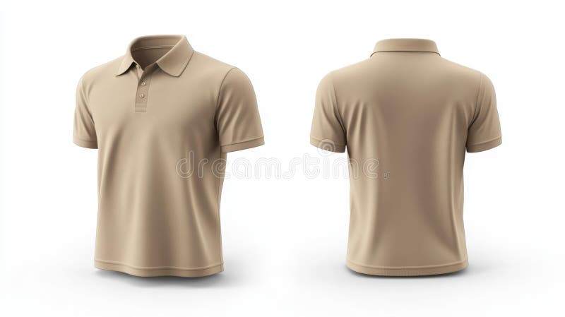 Plain Beige Polo Shirt Displayed from Three Angles Generative AI Stock ...