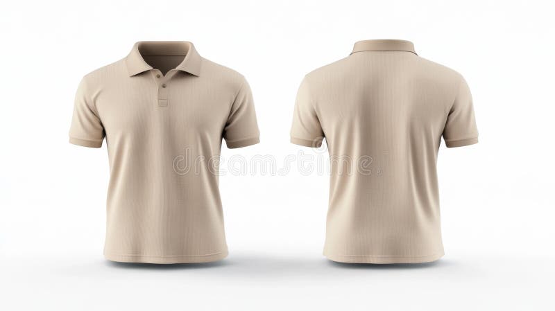 Beige Polo Shirt Front and Back View - Generative AI Stock Illustration ...