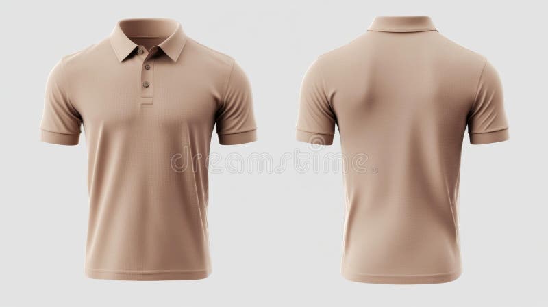 Plain Beige Polo Shirt Displayed from Three Angles Generative AI Stock ...
