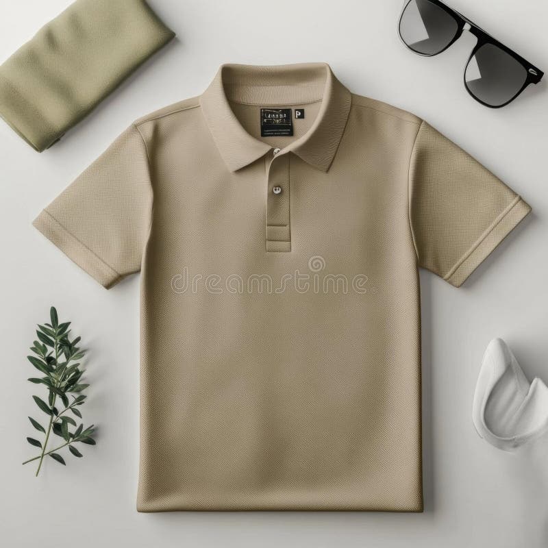 Beige Polo Shirt Mockup - Simple and Stylish Design Stock Illustration ...