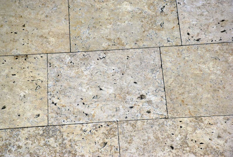 Beige Porous Stone Sidewalk Pavment of Rectangular Shape Tiles. Stock ...