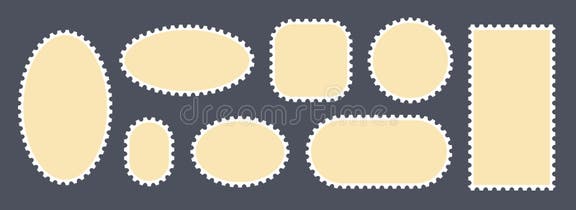 Beige Postage Stamps Set. Post Stamp Frames and Borders Stock Vector ...