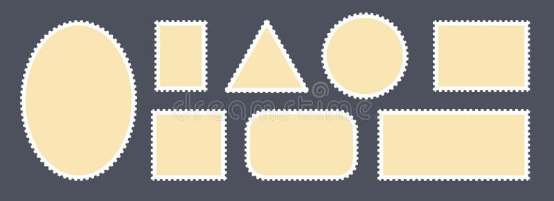 Beige Postage Stamps Set. Post Stamp Frames and Borders Stock Vector ...