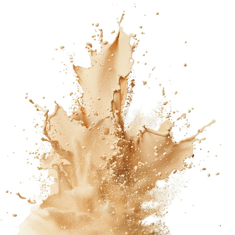 Beige Powder Splashes on White Background Render, Generative AI Stock ...