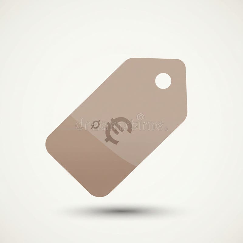 A Beige Price Tag with a Rounded Rectangular Shape and a Diagonal Cut ...