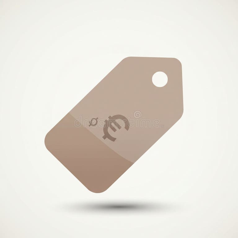 A Beige Price Tag with a Rounded Rectangular Shape and a Diagonal Cut ...