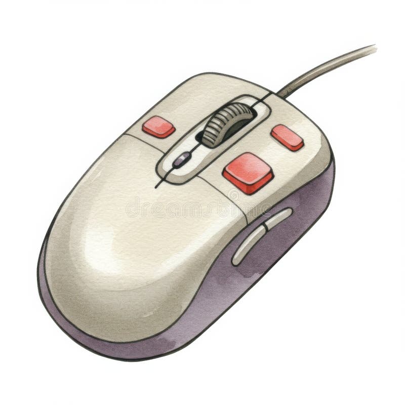 Beige and Purple Wired Computer Mouse Illustration Stock Illustration ...