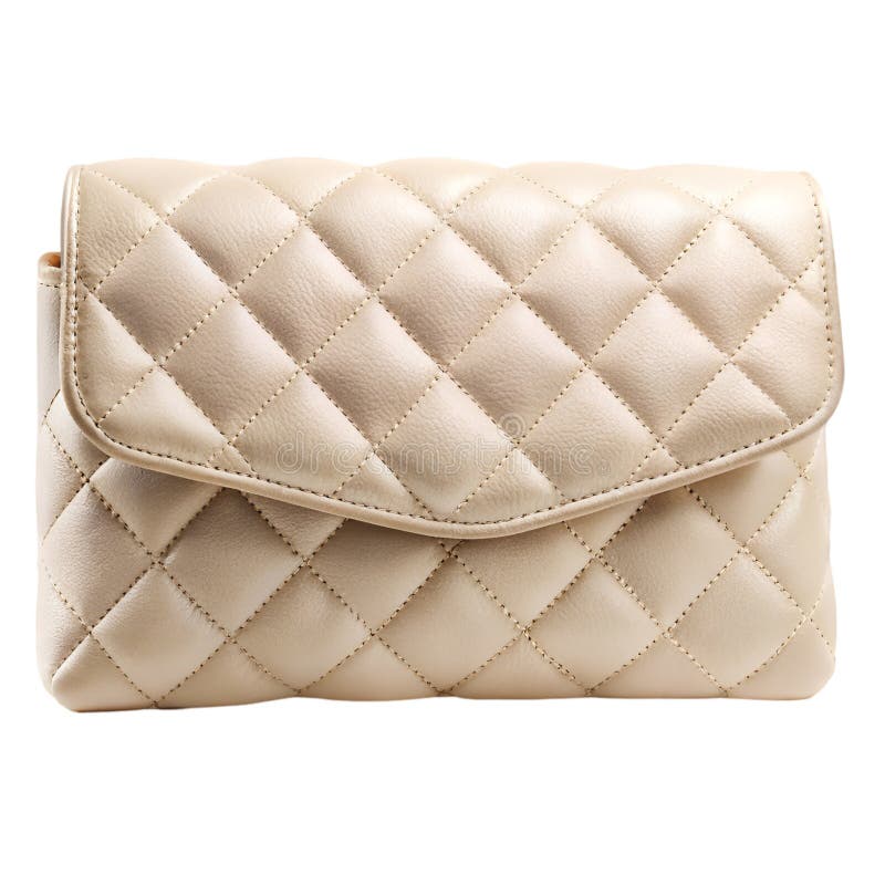 Beige Quilted Leather Clutch Purse Isolated White Background Stock ...