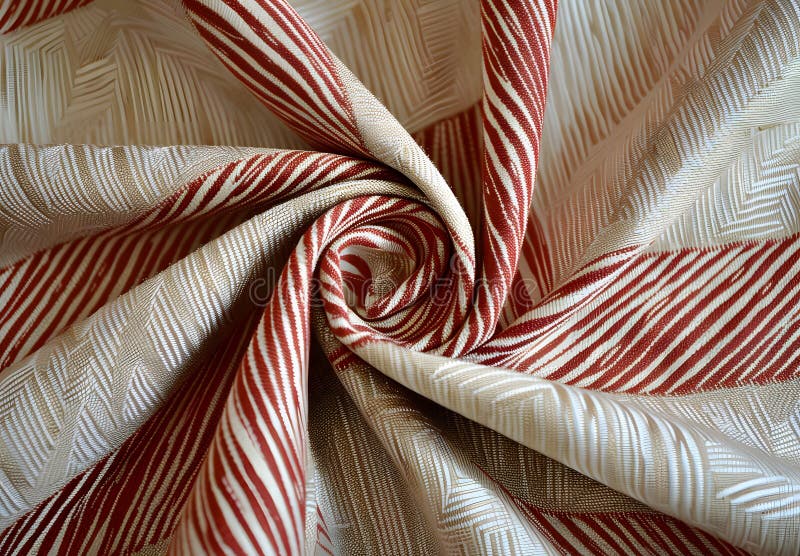 Beige and Red Striped Fabric with Herringbone Pattern Stock ...
