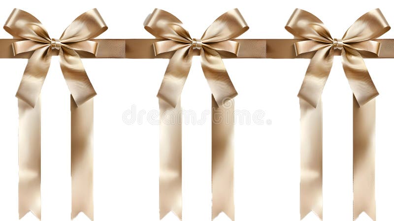 Beige Ribbons with Bows, Highly Detailed Isolated on White Background ...