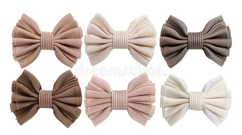 Beige Ribbons with Bows, Highly Detailed Isolated on White Background ...
