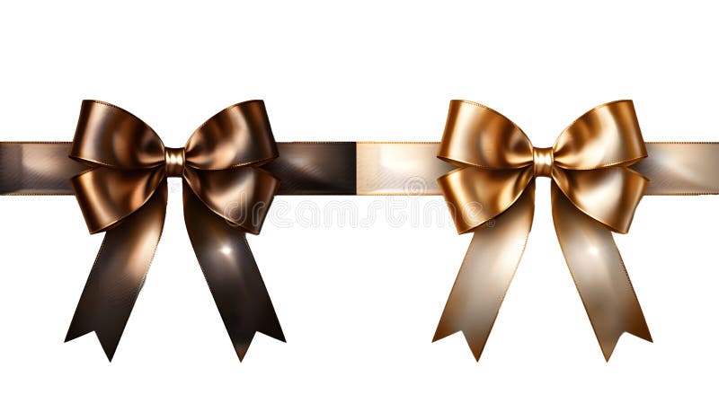 Beige Ribbons with Bows, Highly Detailed Isolated on White Background ...