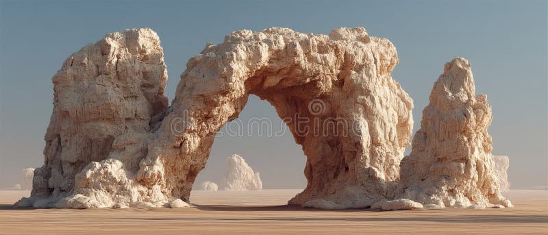 Beige Rock Arch in Desert Landscape Stock Illustration - Illustration ...