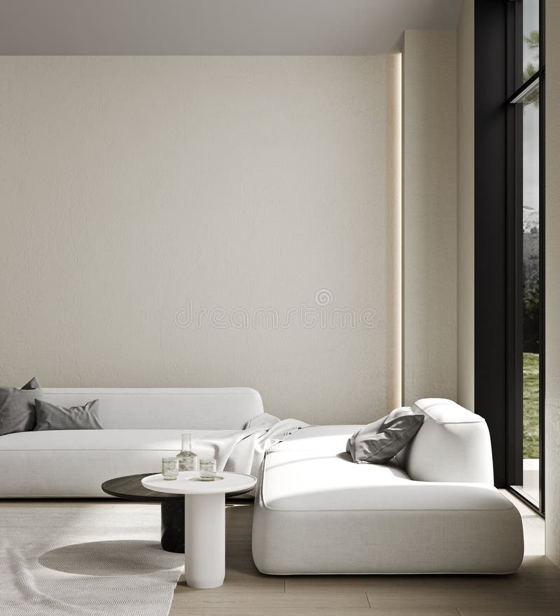 Beige Room Interior, Living Room Interior Mockup, Empty Beige Wall ...